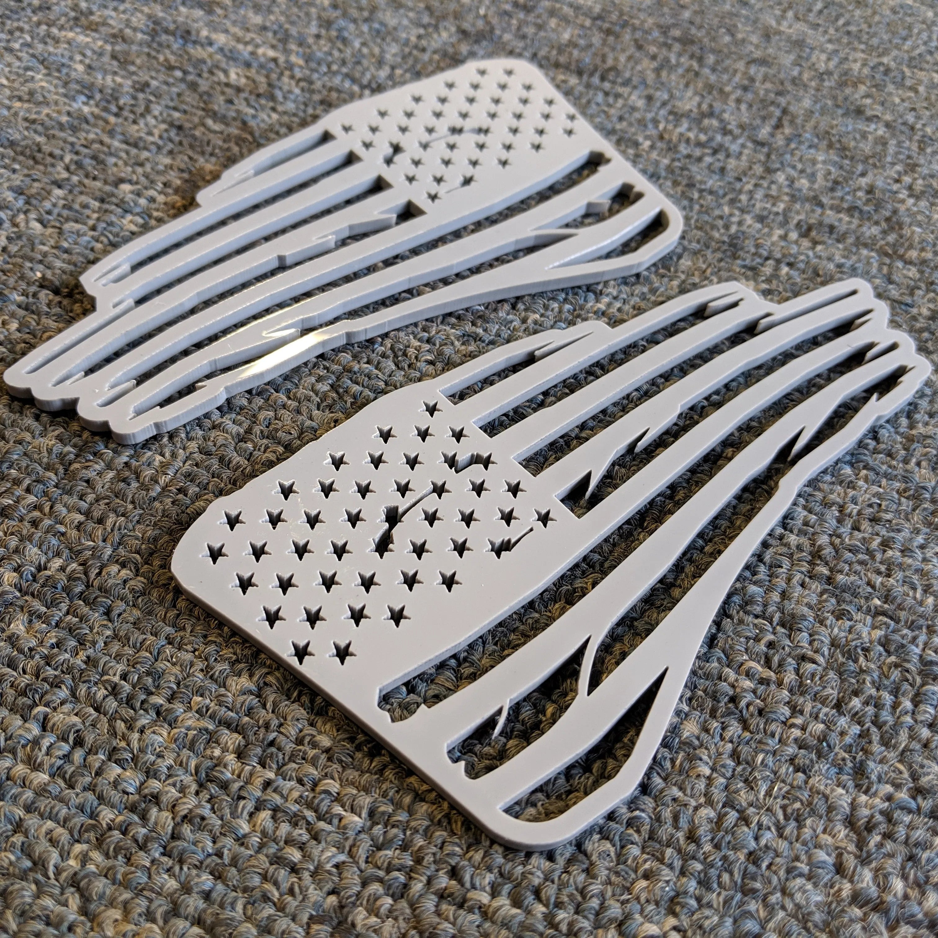 Tattered Flag Fender Badges - Pair - Universal Fit - Gray