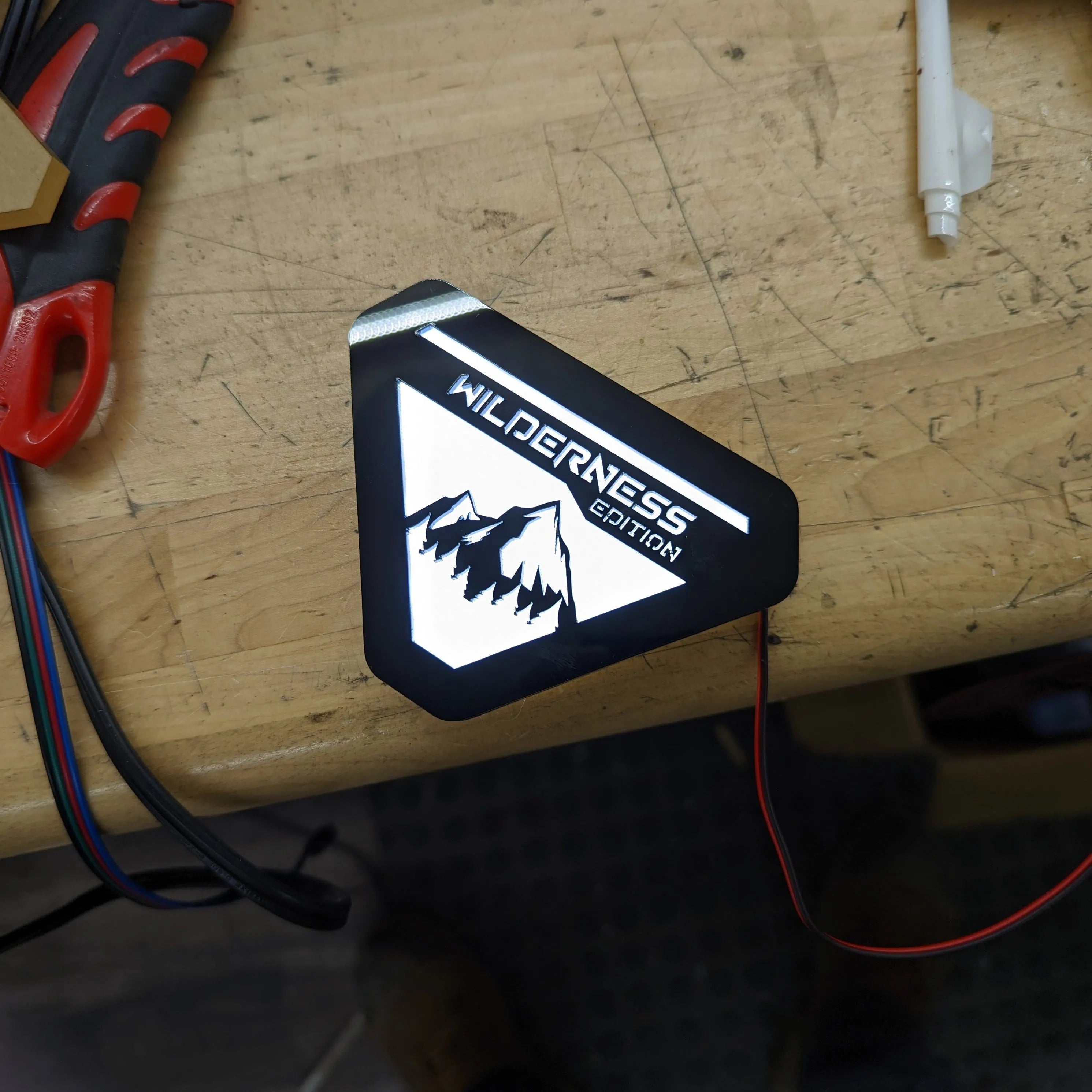 LED Fender Badge Pair - Illuminated Custom Text Mountains - Fits 2021+